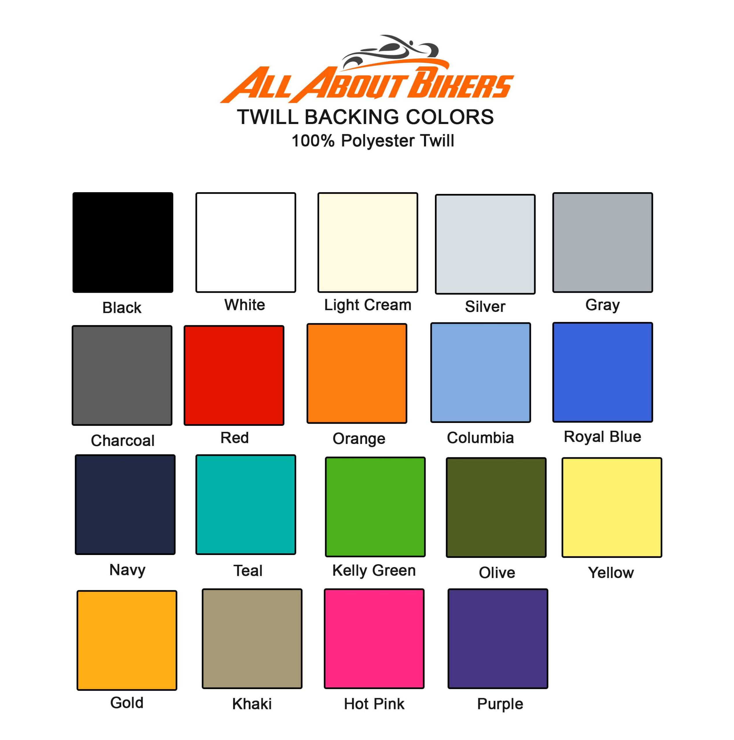 Embroidery Colors and Fonts - All About Bikers Online