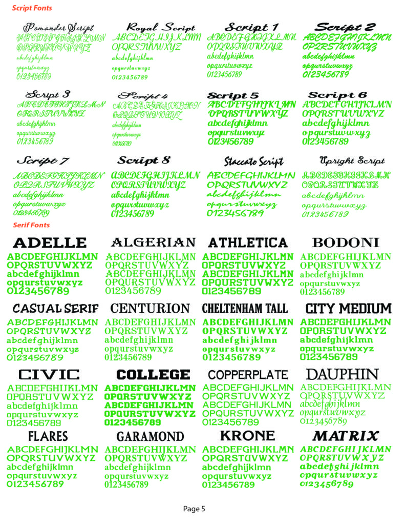 Embroidery Colors and Fonts - All About Bikers Online